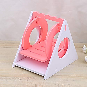 POPETPOP Hamster Toys Swing Wooden Hanging Triangle Swing Pet Hammock Mouse Rat Hamster Playing Rocking Chair Toy for Small Pet (Need to Assemble)