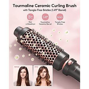 Wavytalk 5 in 1 Curling Iron,Curling Wand Set with Curling Brush and 4 Interchangeable Ceramic Curling Wand(0.5”-1.25”),Instant Heat Up,Include Heat Protective Glove & 2 Clips