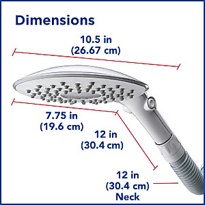 Waterpik CF-201E Flexible Neck 2-Mode Rainfall Rain Shower Head, 1.8 GPM, White, 1.8 GPM