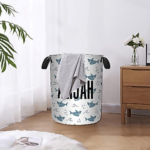 Personalized Baby Laundry Hamper, Custom Laundry Basket with Name, Kids Clothes Hamper, Cute Clothes Storage Basket for Nursery Room Baby Room(Shark)