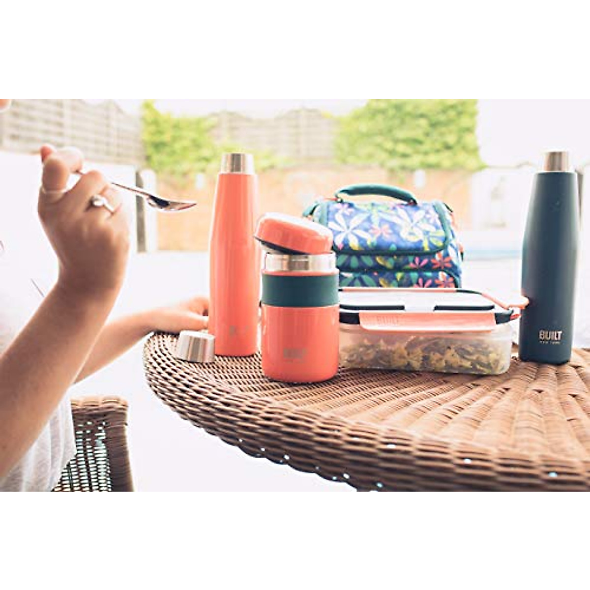 BUILT Double Wall Vacuum Insulated Flask for Hot and Cold Foods, 490 ml, Tropics