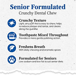 Ark Naturals Gray Muzzle Brushless Toothpaste, Senior Dog Dental Chews for Small to Medium Breeds, Vet Recommended for Plaque, Bacteria & Tartar Control, 1 Pack