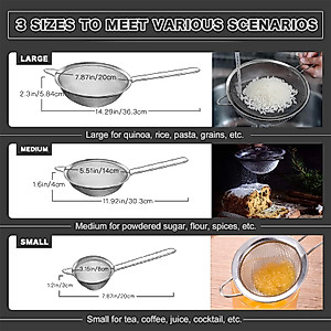UrDee Stainless Steel Kitchen Metal Food Strainers Effective Cone Shaped Cocktail Strainer For Cocktails, Tea Herbs, Coffee & Drinks - Sieve Fine Mesh Stainless Steel for Rice, Quinoa, Pasta, Fruit