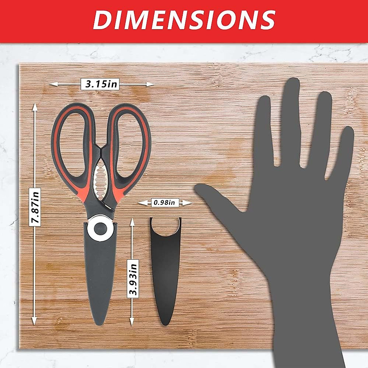 Kitchen Shears, 2-Pack Kitchen Scissors Heavy Duty Meat Scissors, Dishwasher Safe Cooking Scissors, Multipurpose Stainless Steel Sharp Utility Food Scissors for Chicken