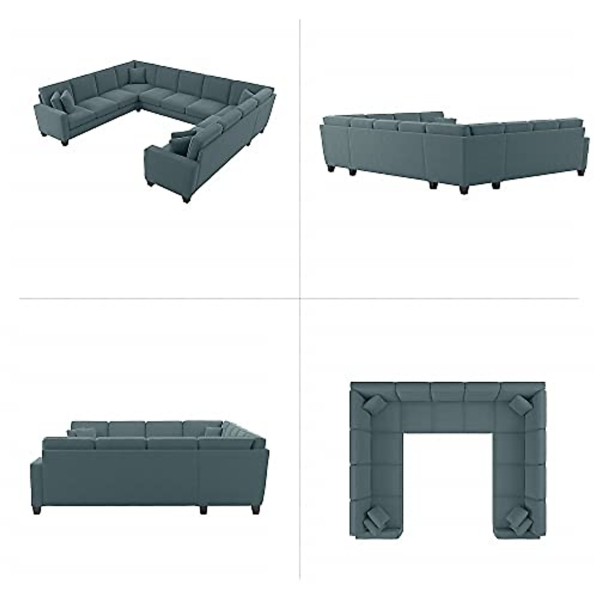 Bush Furniture Stockton Sofas, 135W, Turkish Blue Herringbone