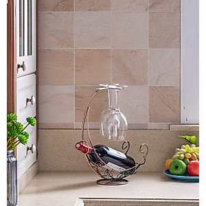 Hongiuia Wine Glass Rack - Metal Wine Bottle rRack Standing Display Rack, Desktop Stemware Storage Rack, Pirate Ship - Bronze