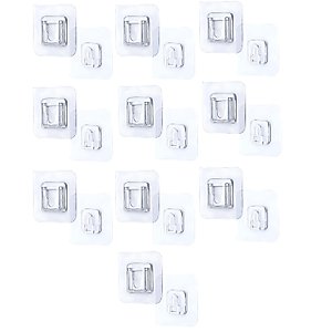 YOFAN 10 Pairs Clear Double-Sided Adhesive Wall Hooks - Mounted Door Hanger Kit - No Drill Sticker Hangers with Suction Cup for Bathroom, Kitchen