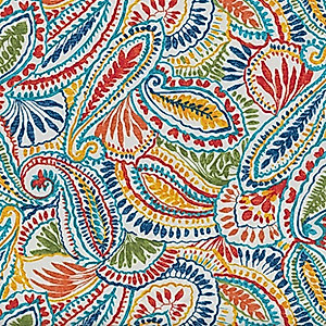 Pillow Perfect Paisley Indoor/Outdoor Chair Seat Cushion, Tufted, Weather, and Fade Resistant, 19" x 19", Blue/Multi Ummi, 2 Count