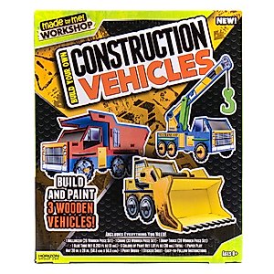 Made By Me Build Your Own Construction Vehicles by Horizon Group USA, Build & Customize 3 Wooden Vehicles