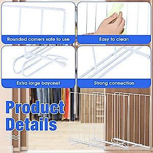 16 Pieces Metal Shelf Dividers Bulk Wood Closet Organization 12 Inch Tall Closet Shelf Organizer Storage Dividers for Shelves Adjustable Wire Shelving Separators for Clothes Book Bedroom, White(White)