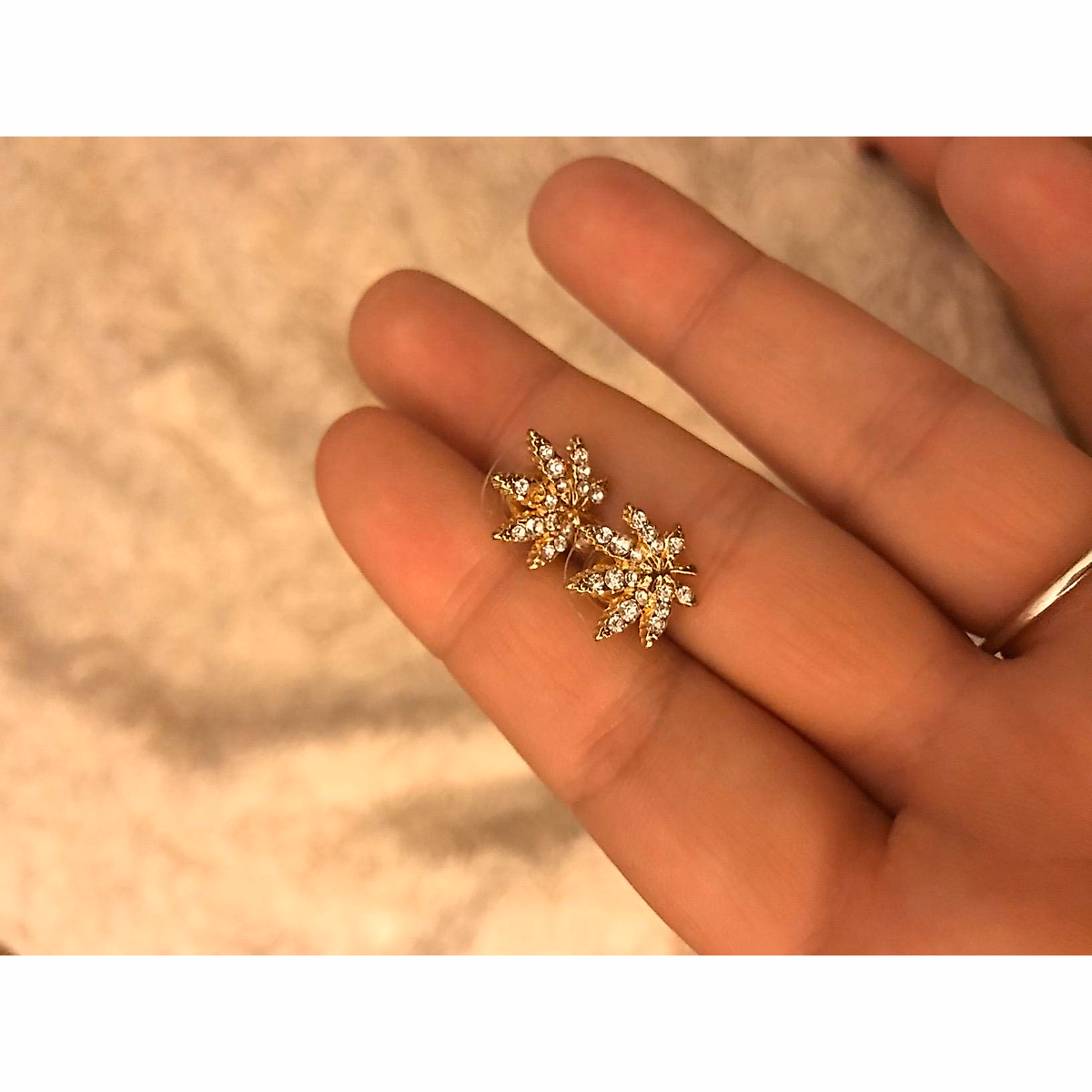 Lux Accessories Marijuana Leaf Pave Crystal 420 Weed Pot Stud Earrings