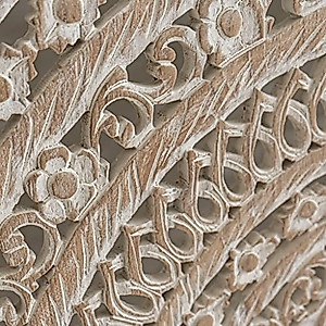 Moroccan Wooden Bed Headboards Hand Carved Panels Sculpture Wall Mounted Decor in Reclaimed Teak Wood 48 Inches