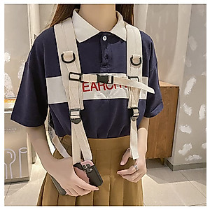 High Capacity Women Backpack Fashion Big Student Backpack Badge Rucksack Girls School Bag Female Cute Leisure Travel Mochila (Only Backpack,white)