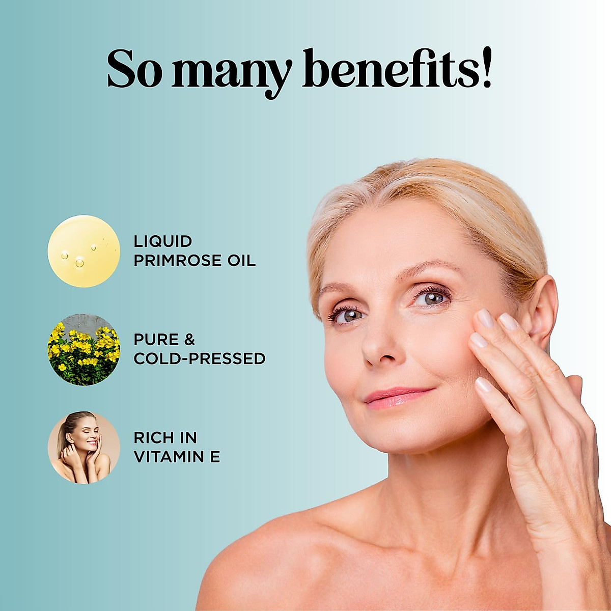 Pure Evening Primrose Oil for Skin - Cold Pressed Natural Face Moisturizer and Nourishing Hair Oil - Use in DIY Skin Care for Dry Flaky Skin Hydration and as a Carrier Oil for Essential Oils Mixing