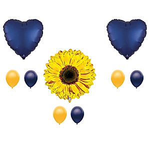 Navy Blue Sunflower Balloon Happy Birthday Decoration Supplies Summer Butterflies Bees
