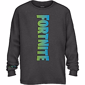FORTNITE Gradient Logo Big Boys Long Sleeve Shirt Video Game Licensed (X-Large) Grey