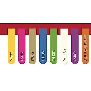 Capabunga GlassWhere Reusable Silicone Stemless Glass Identifiers with Slogans, Assorted Bright Colors Collection