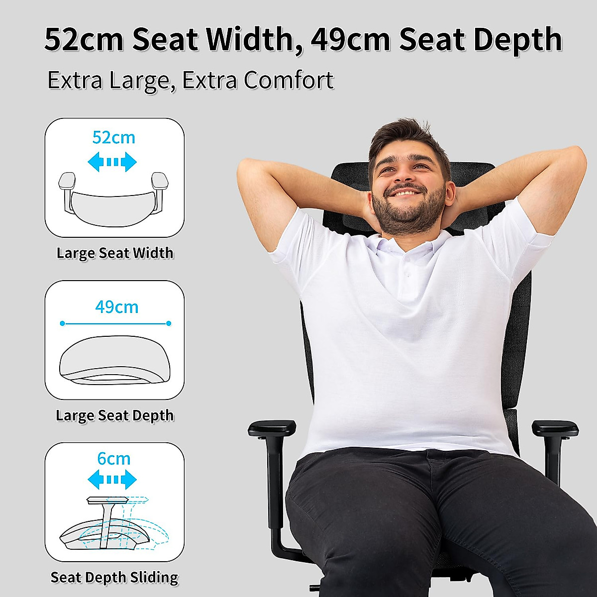PatioMage Ergonomic Office Chair with 3D Armrest, Big and Tall Computer Desk Chair with Adjustable Headrest, Seat Depth, Lumbar Support, Home Office Gaming Chair