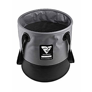 Rogue Endeavor Heavy Duty Collapsible Bucket (5 Gallon (20L) Includes Lid), Mesh Bag, Beach and Salt Water Ready, Durable Reinforced Design with Metal Hardware (Black)