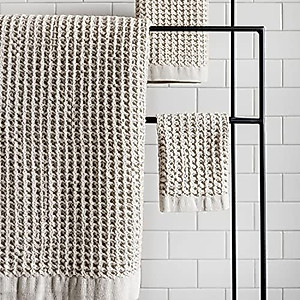 ONSEN Bath Towel Set - Waffle Weave 100% Supima Cotton Towel - Lusciously Soft, Durable, Fast Absorbing Waffle Towel Bath Towel, Oatmeal