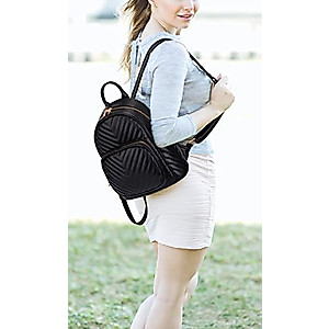 UTO Backpack Purse for Women Quilted Leather Vegan Small Girls Daypack Travel Shoulder Bag Fashion Ladies Satchel