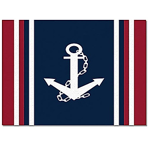 Advancey Indoor High-Low Area Rug 2'x3'Nautical Navy Blue Anchor with Red White Stripe Throw Rugs Runner for Entryway,Bedroom,Living Room