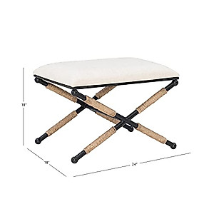 Linon Home Décor Farrow Campaign Accent Stool, Black