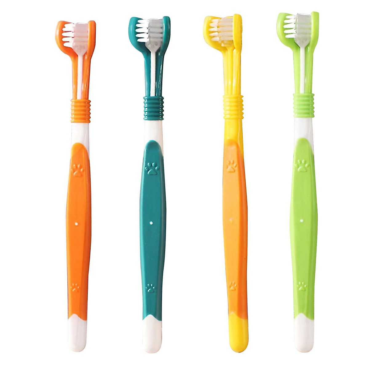 nicylin 4PCS 3 Sided Toothbrush for Dogs Dental Care with Soft Bristles Deep Clean Cat Toothbrush with Long Handle for Small to Large Dogs Cats