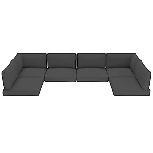 Patiomore 14Pcs Outdoor Furniture Replacement Cushions, Fits 6-seat Sectional Rattan Conversation Set, Patio Water-Resistant Replacement Sofa Cushions (Grey), Large