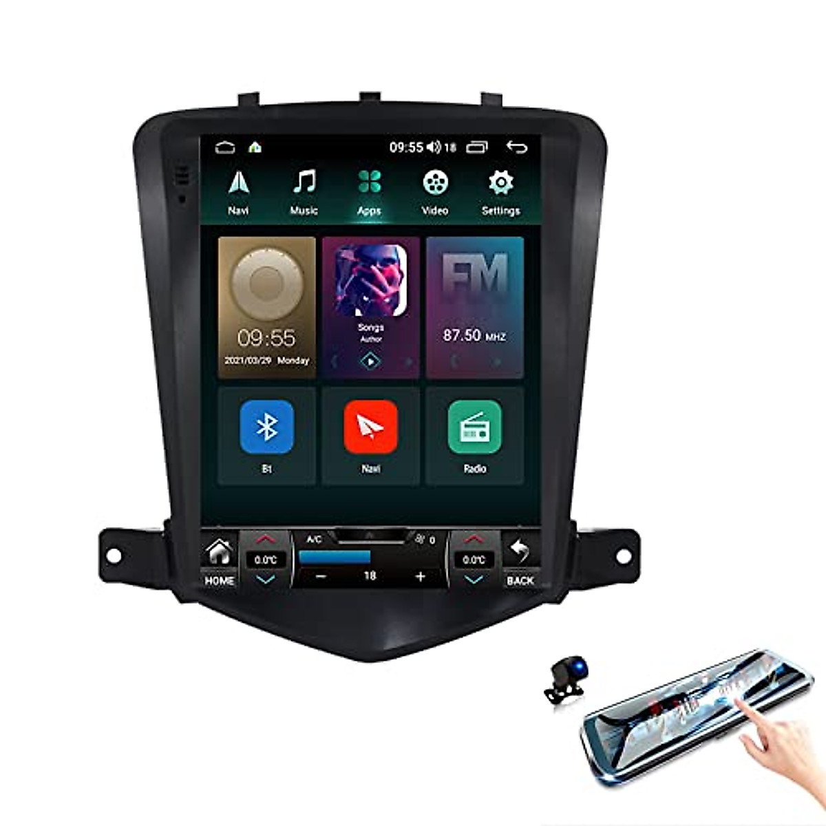 Android 11 GPS Navigation Stereo Radio 9 Inch Touch Screen Multimedia Player, for Chevy Cruze 2008-2013 Support Bluetooth/Steering Wheel Control/FHD/Reversing Camera,TS4 9836 4+64GB