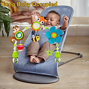 Baby Stroller Arch Mobile, Adjustable Musical Cirb Mobile Toys with Universal Clamps, Versatile Activity Toy Bar for Baby Bouncer Infant Car Seat Toys Stroller Toys Mobile for Bassinet Crib - Orange