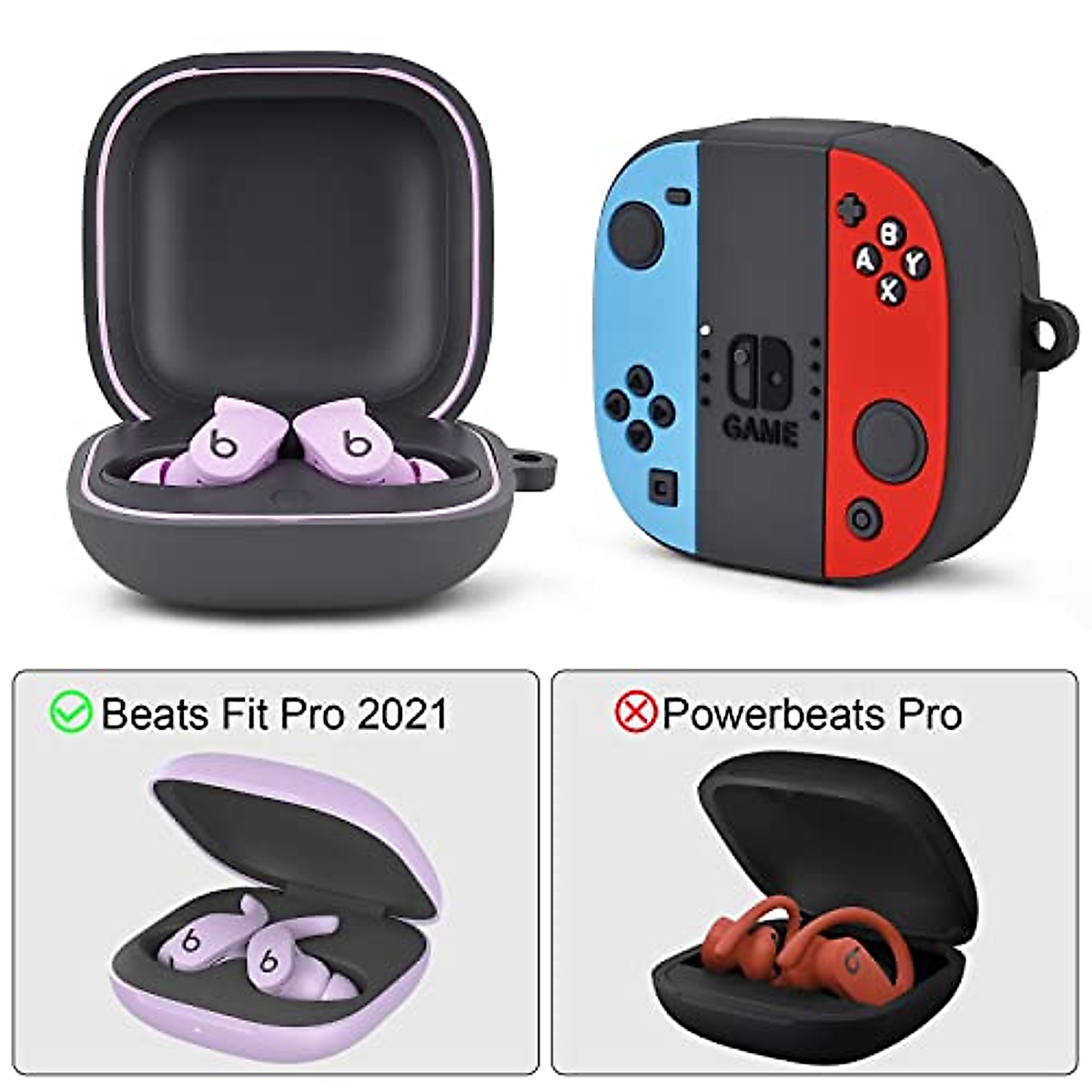 Compatible with Beats Fit Pro Case, QINGQING Switch Case for Beats Fit Pro Case Cover Gift for Men Kids Teens Boys Soft Silicone Case for Beats Fit Pro with Keychain Accessories