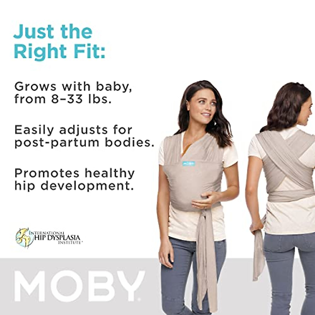 Moby Wrap Baby Carrier | Element for Newborns & Infants #1 Gift Keeps Safe Secure Adjustable All Body Types Perfect Mom Dad Taupe