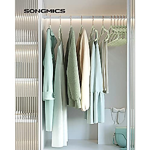 SONGMICS Velvet Hangers Bundle, Set of 50 with Set of 50, Clothes Hanger with Rose Gold Swivel Hook, Non-Slip, and Space-Saving, 0.2-Inch Thick, Pale Green and Light Pink, UCRF021GR50 and UCRF21PK50