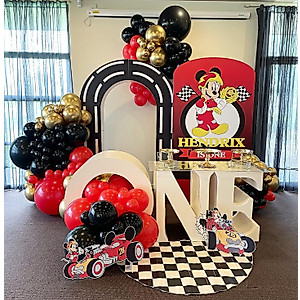 PATYDECRO Red and Black Balloons Arch Garland Kit, 124pcs Red and Black Gold Balloons with 16ft Tape Strip & Dot Glue for Casino Theme Party Decorations, Birthday, New Year, Hollywood Party Decoration