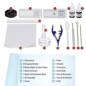 AmScope - 40X-1000X Cordless Student Compound Microscope + Slide Preparation Kit + World of The Microscope Book - M150C-SP14-CLS-50P100S-WM