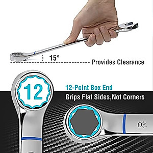 DURATECH 52-Piece Combination Wrench Set, 32PCS Combo Wrench Set & 20PCS Stubby Wrench Set, SAE & Metric, CR-V Steel, with Rolling Pouch