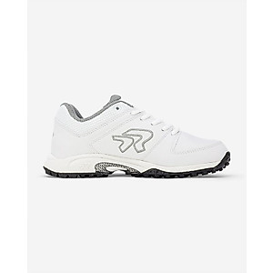 Ringor Flite Softball Turf Shoes - Lightweight and Durable Softball Shoes for Women - White and Silver - Size 9