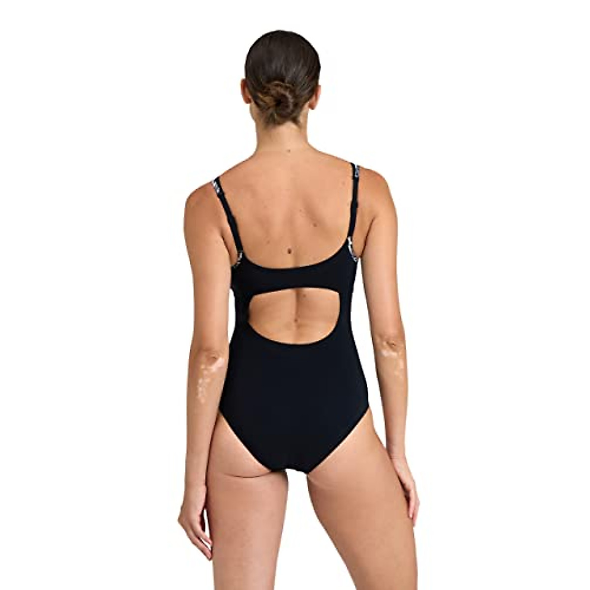 Arena Women's Standard Bodylift Francy Strap Back B-Cup Swimsuit, Black-White Multi, 40