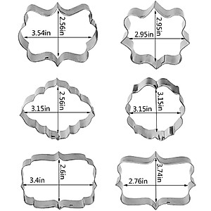 12PCS Frame Cookie Cutter Plaque Cookie Cutters Stainless Steel Different Frames Fondant Cutter Molds Frames Fondant Cookie Cutter for Birthday Party Decorations