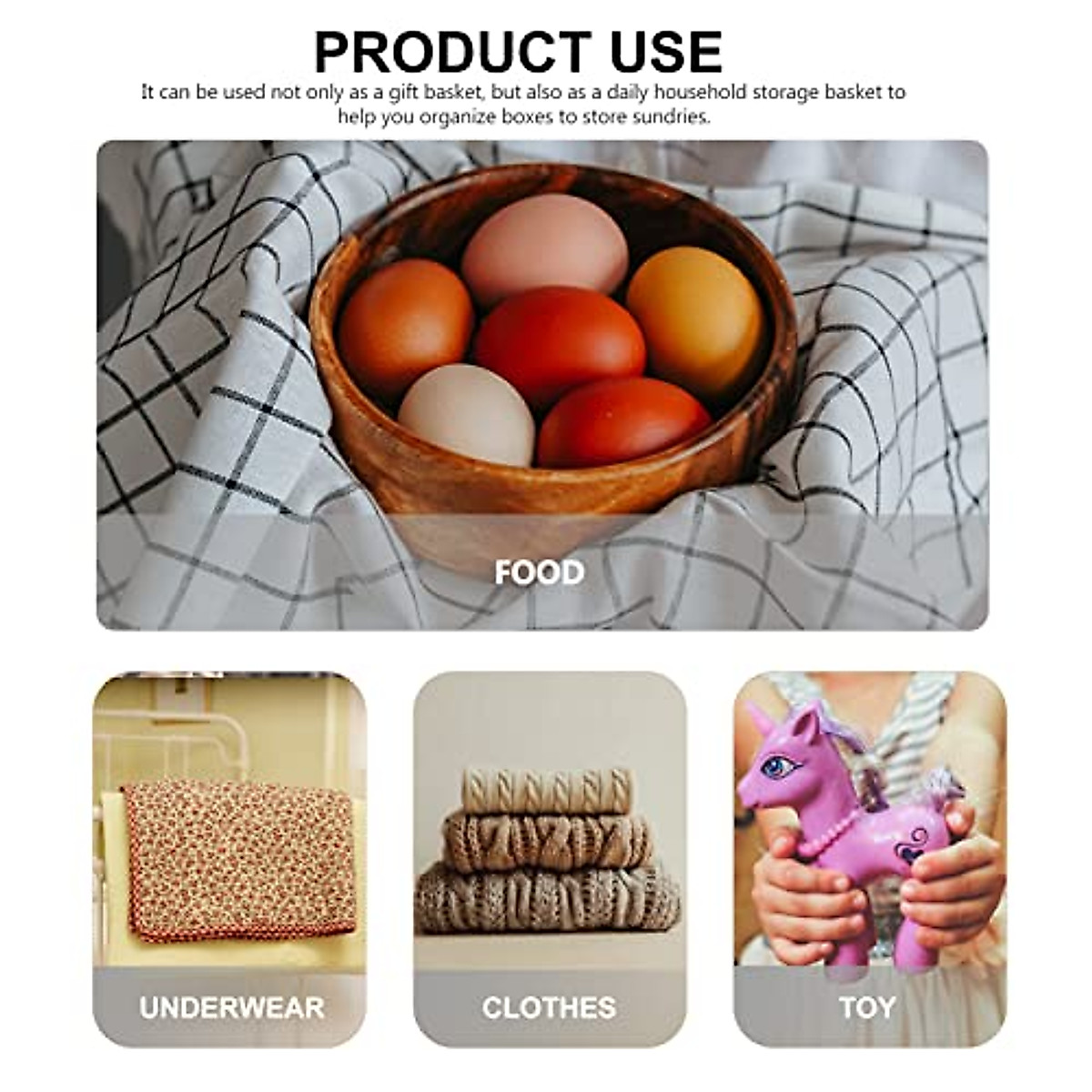 Angoily Wicker Baskets Wicker Basket Rattan Handwoven Basket with Handle and Lid Portable Rattan Egg Container Wooden Woven Storage Basket Organizer Bins Basket