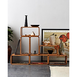 Contempa Single Modular Floor Shelf Stackable Wooden Oak Shelving Unit, Multipurpose Organization for Bedroom Living Room Office, and Home Décor Contemporary and Modern Design, 14” W x 14” L, 14” H