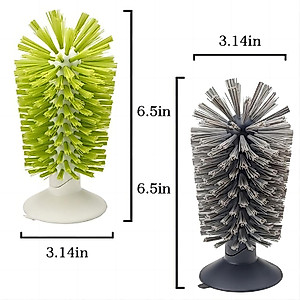 Glass Bottle Bristle Brush with Suction Cup Turtle Scrub Brush Upright Stays in Sink Bristle Scrub Cleaning Brushes for Glassware, Wine Glass, Bottles, etc. (Green)