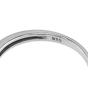 Silvershake 7X5mm Genuine Oval Shape Aquamarine and White Topaz 925 Sterling Silver Ring Size 6