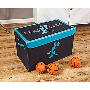Space Jam: A New Legacy Tune Squad Collapsible Storage Bin Organizer with Lid | Fabric Basket Container with Handles, Cubby Closet Organizer | Sports Basketball Gifts And Collectibles