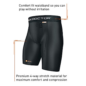 Shock Doctor Compression Shorts with Cup Pocket. Athletic Supporter Underwear with Pocket (Cup NOT included) Youth & Adult Black