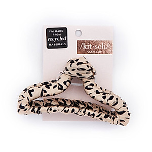 Kitsch Fabric-Wrapped Claw Clip, Medium Open Shape Hair Clips for Women, Medium Hair Claw Clips & Jaw Clips, Claw Clips for Thick Hair, Claw Hair Clips for Girls (1pc, Leopard)