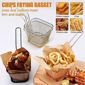 6 Pcs Mini Square Fry Basket Stainless Steel French Fries Holder Deep Fryer Baskets with Handles, Table Serving Frying Chips Baskets, French Fry Holder for Kitchen Party Barbecue, Silver