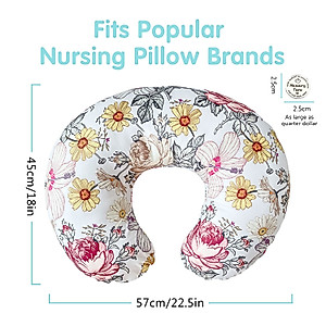 Vlokup Minky Nursing Pillow Cover, Breastfeeding Pillow Slipcover for Baby Boy Girl, Infant, Super Soft Breathable, Floral
