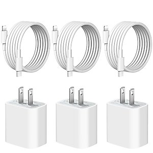 [3 Pack] iPhone 14 13 12 11 Charger 20W USB-C Charger Blocks and 6Ft iPhone Charger Cable Compatible with iPhone 14/13/12/11/Xs/8